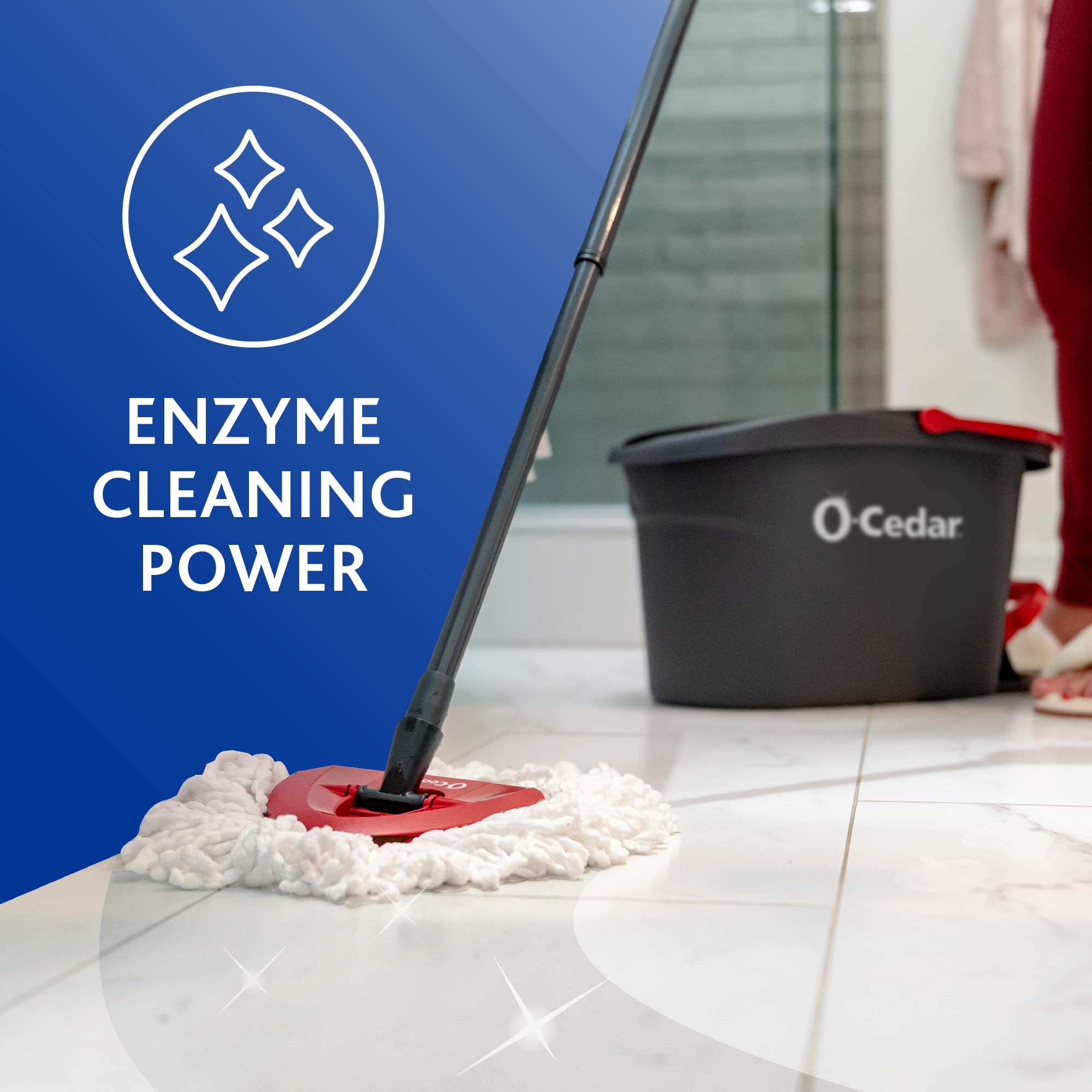 O-Cedar EasyWring Microfiber Spin Mop, Bucket Floor Cleaning System, Red, Gray + O-Cedar PACS Hard Floor Cleaner, Crisp Citrus Scent