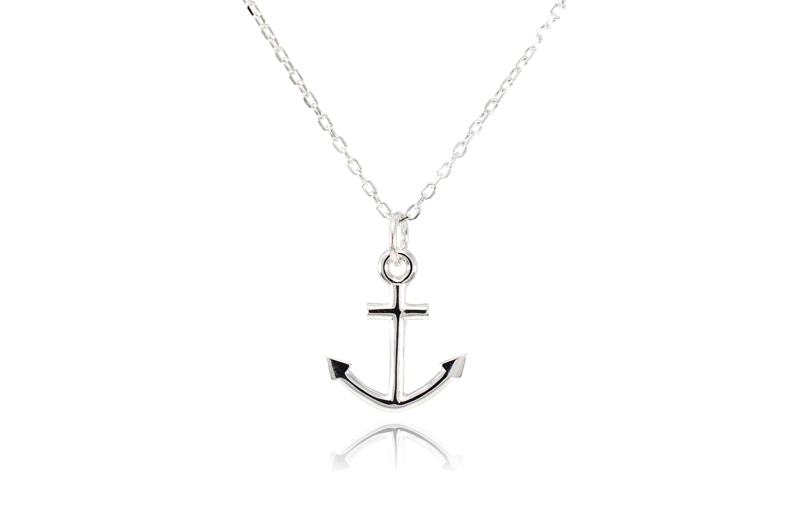 Dote Dainty Anchor Pendant Genuine .925 Sterling Silver Necklace 16-18" Adjustable Chain