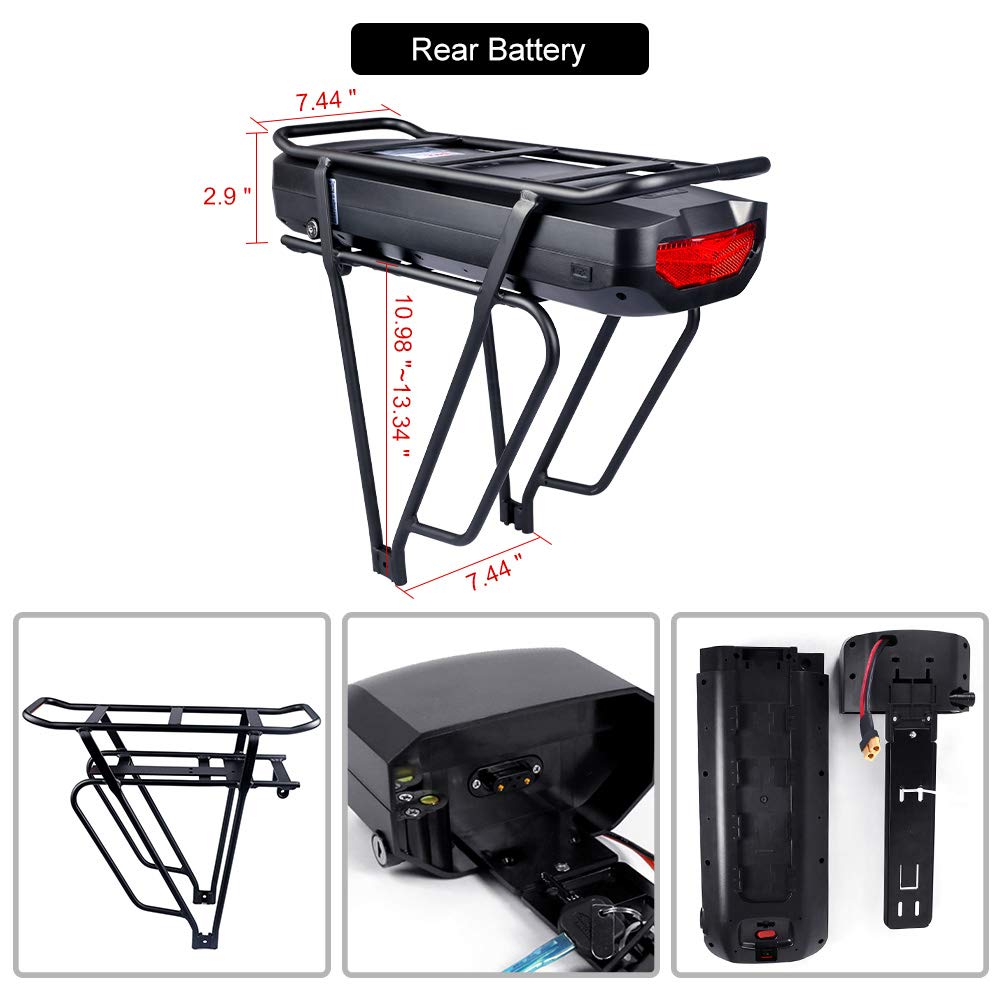 Electric Bike Battery 48V 17.5Ah Rear Rack for BAFANG Mid Motor BBS02B 750W Ebike Conversion Kit