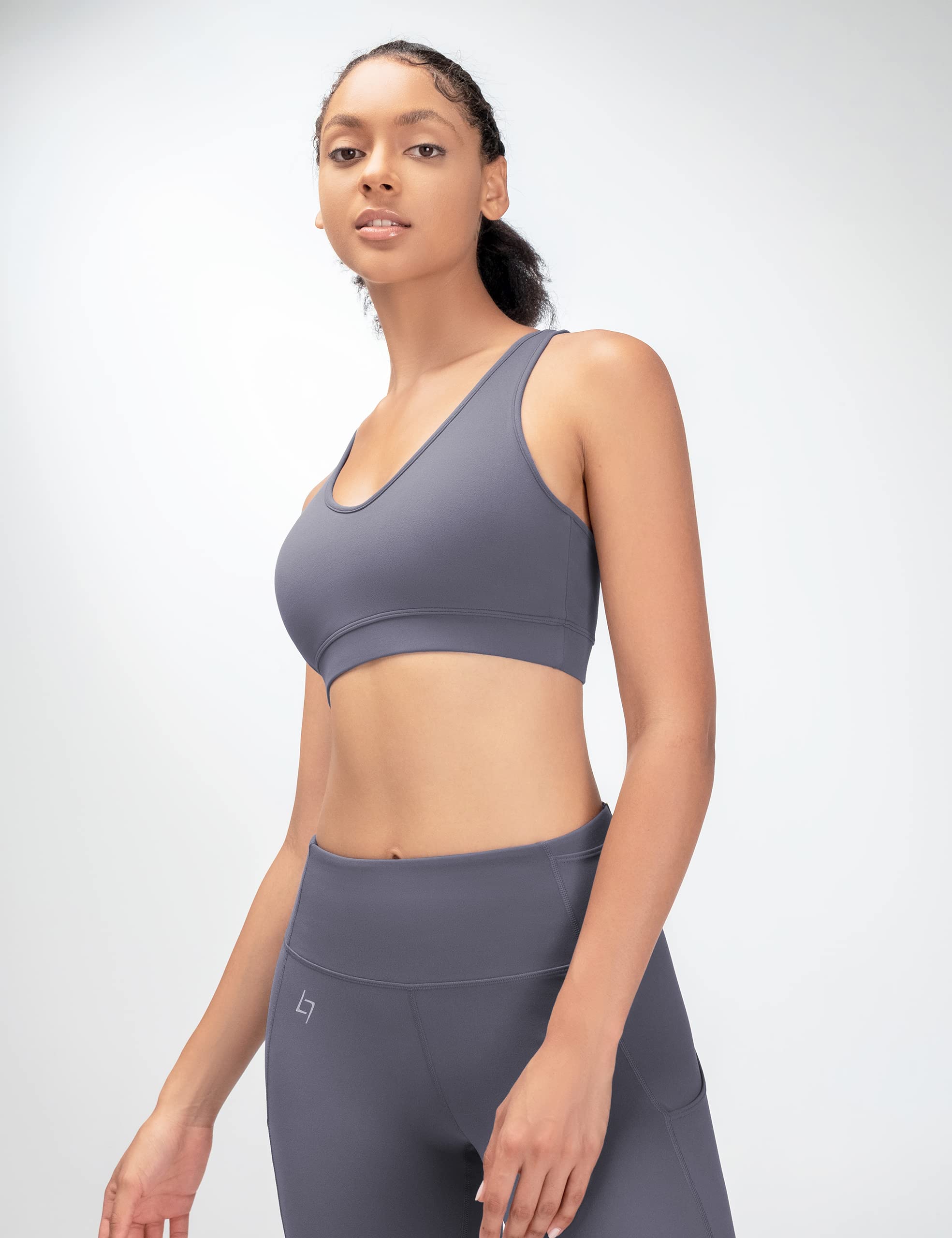 FITTIN Workout Sports Bra for Women Racerback Padded Medium Support Yoga Bras for Daily,Gym, Activewear A-C Cup Grey