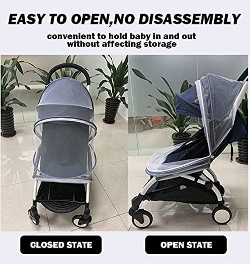 JON Mosquito Netting for Stroller,Easy Installation,Zipper Mesh Mosquito Net,Universial Encrypted Stroller Mosquito Net Black
