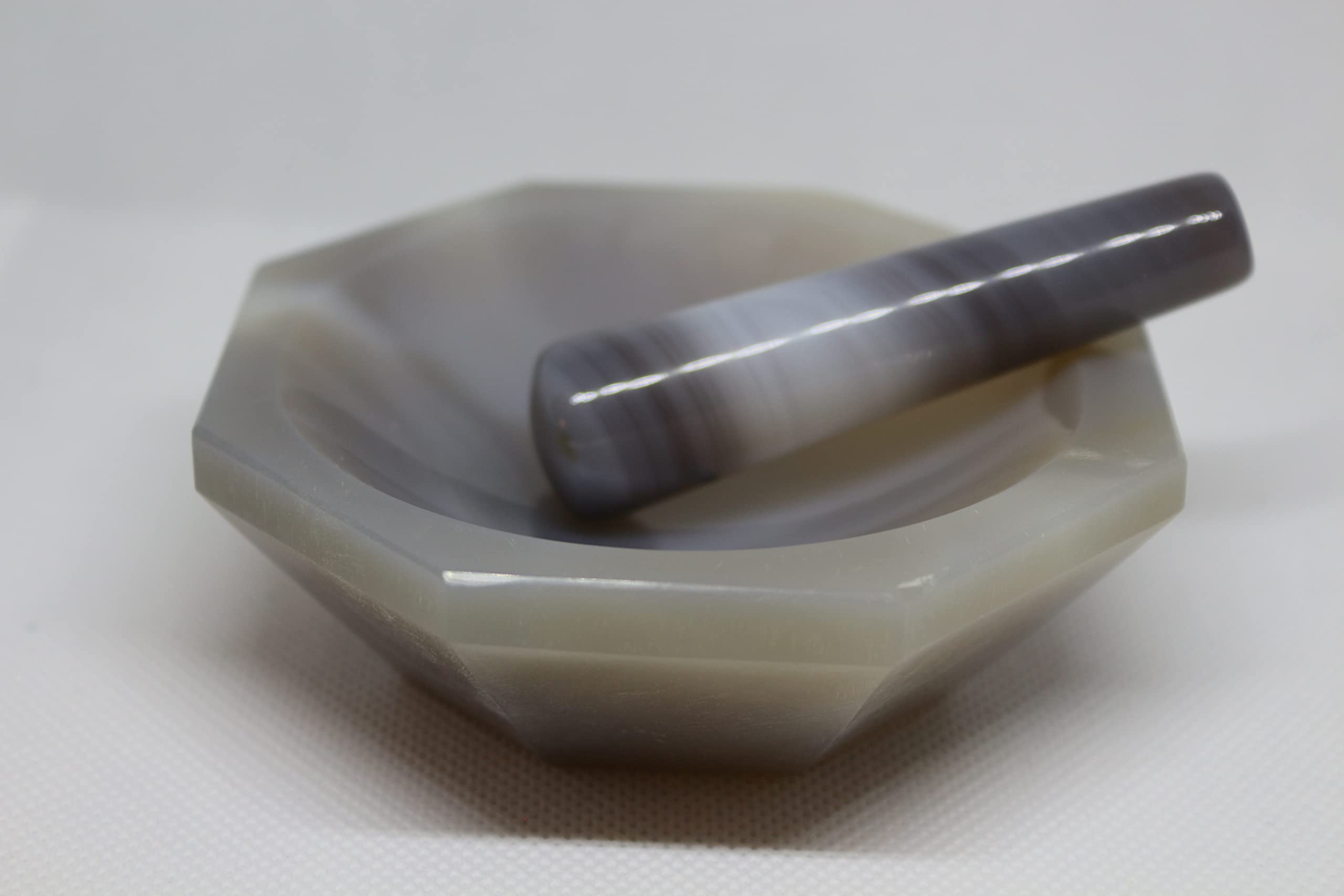 LAB4US Agate Mortar and Handheld Set ID 50mm Natural Agate Grinder for Lab Grinding Polished Brazilian Agate Internal Diameter 50mm, External Diameter 60mm; Depth 12mm; Hardness 7-7.2(50mm)
