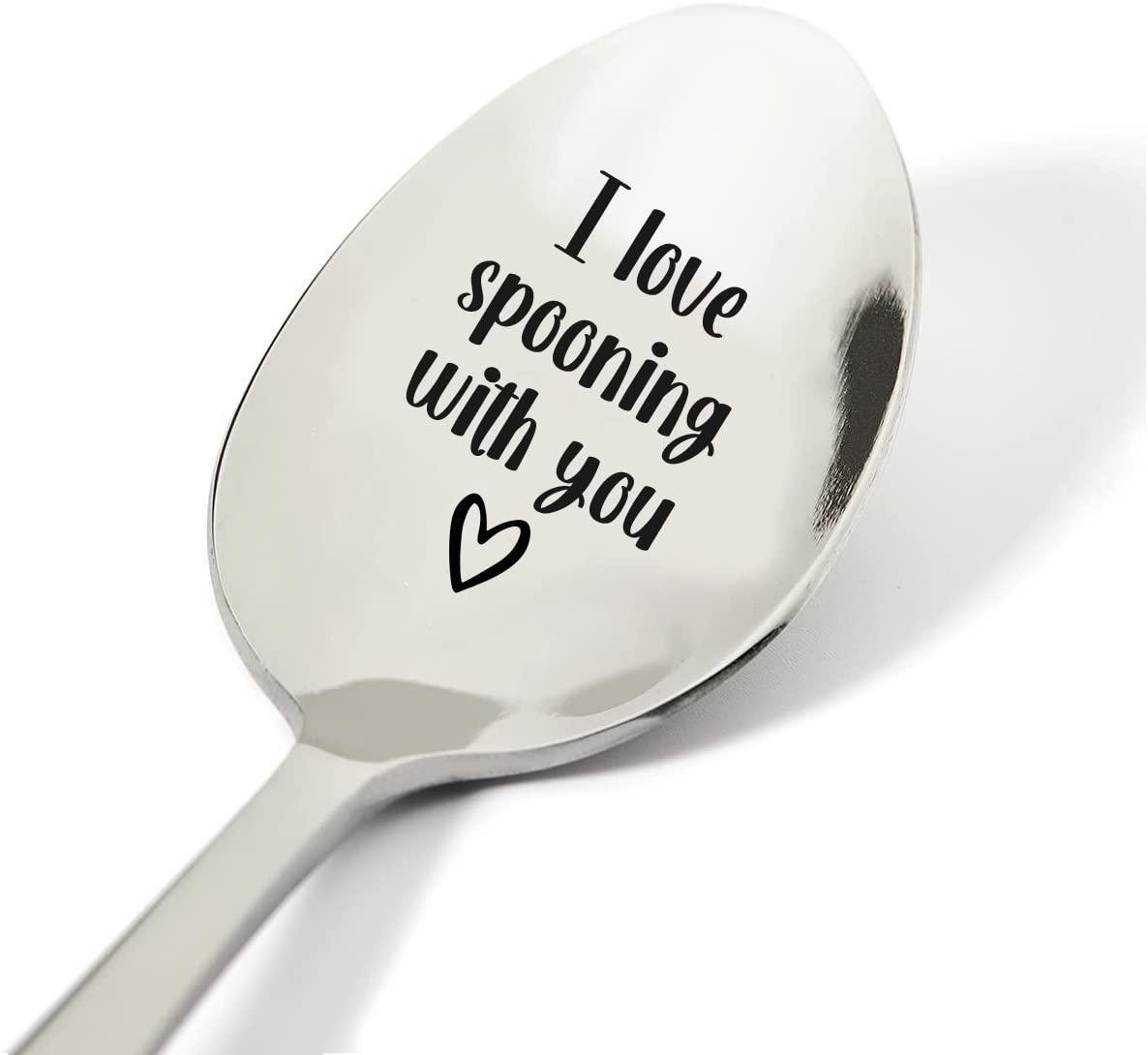 Generic Tym I Love Spooning With You Engraved Stainless Steel Spoon For Coffee Tea Cereal Ice Cream - Engraved Gift For Him / Her - 7 Inch Sturdy Handle And Food Safe Engraving