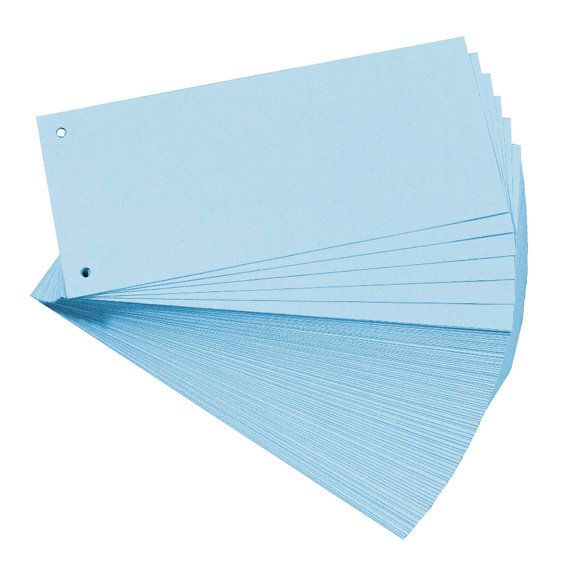 EXACOMPTA 13315B Paquet de 100 fiches intercalaires perforées 180g unies à l'italienne 10,5 cm x 24 cm pour classeur bleues