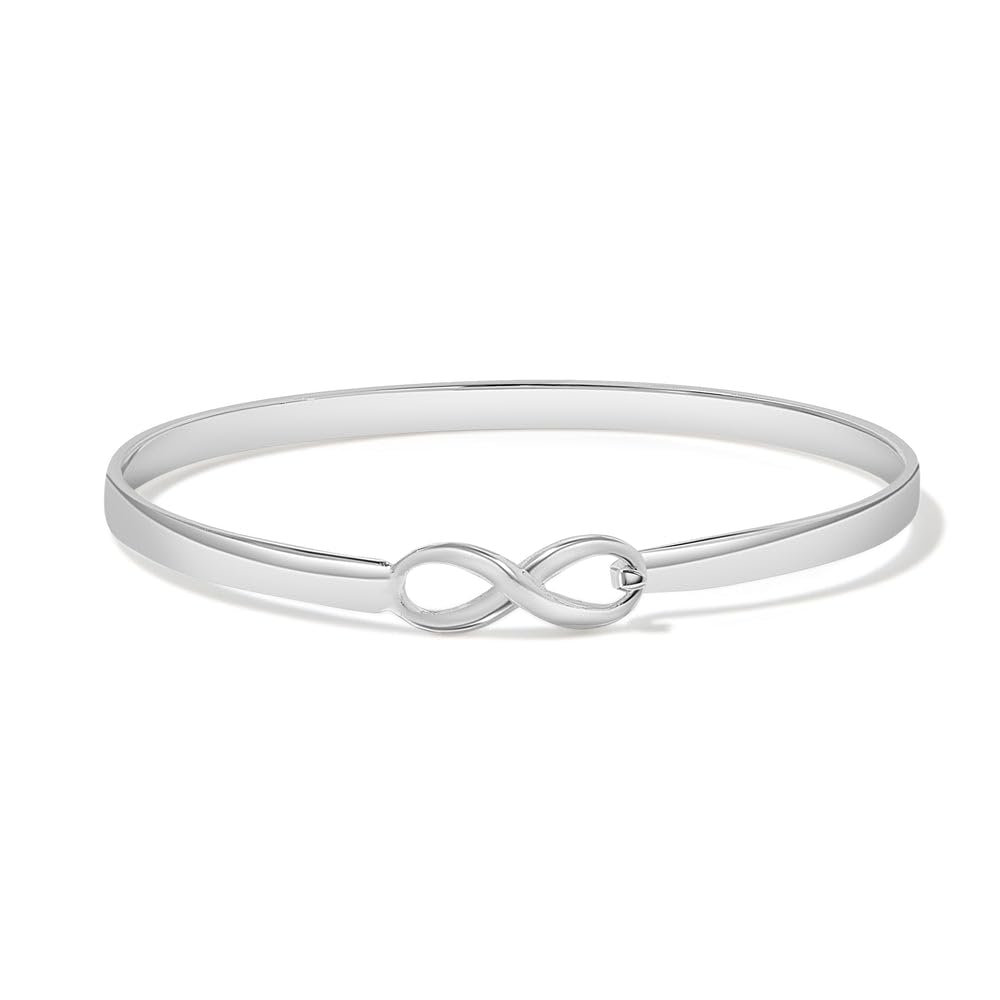Engravable Sterling Silver Infinity Bangle Bracelet, 7 inches - Infinity Jewelry - Personalized Bracelet for Women - Couples Bracelet - Gift for Girlfriend - Birthday Gift for Wife - Gifts for Mom