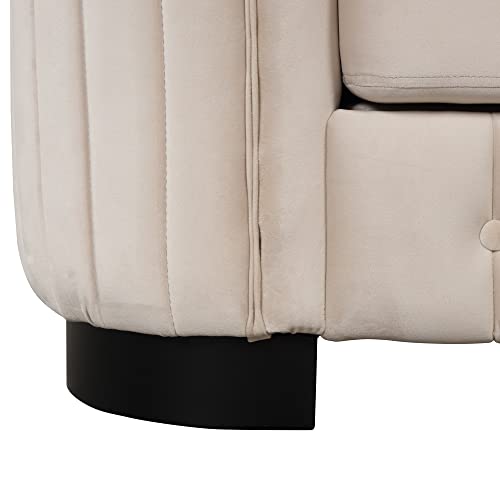 kevinplus 64'' Loveseat Chesterfield Sofa Couch for Living Room, Velvet Modern 2-Seat Tufted Upholstered Small Sofa Couch with Thick Removable Seat Cushion for Apartment Bedroom, Wooden Legs, Beige