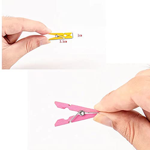 Mippein 100pcs Sturdy Colored Wooden Mini Small Tiny clothespins for Dry Laundry on Clothesline, Bag Clips, Crafts, Photos, Home, School, Arts Crafts Deco