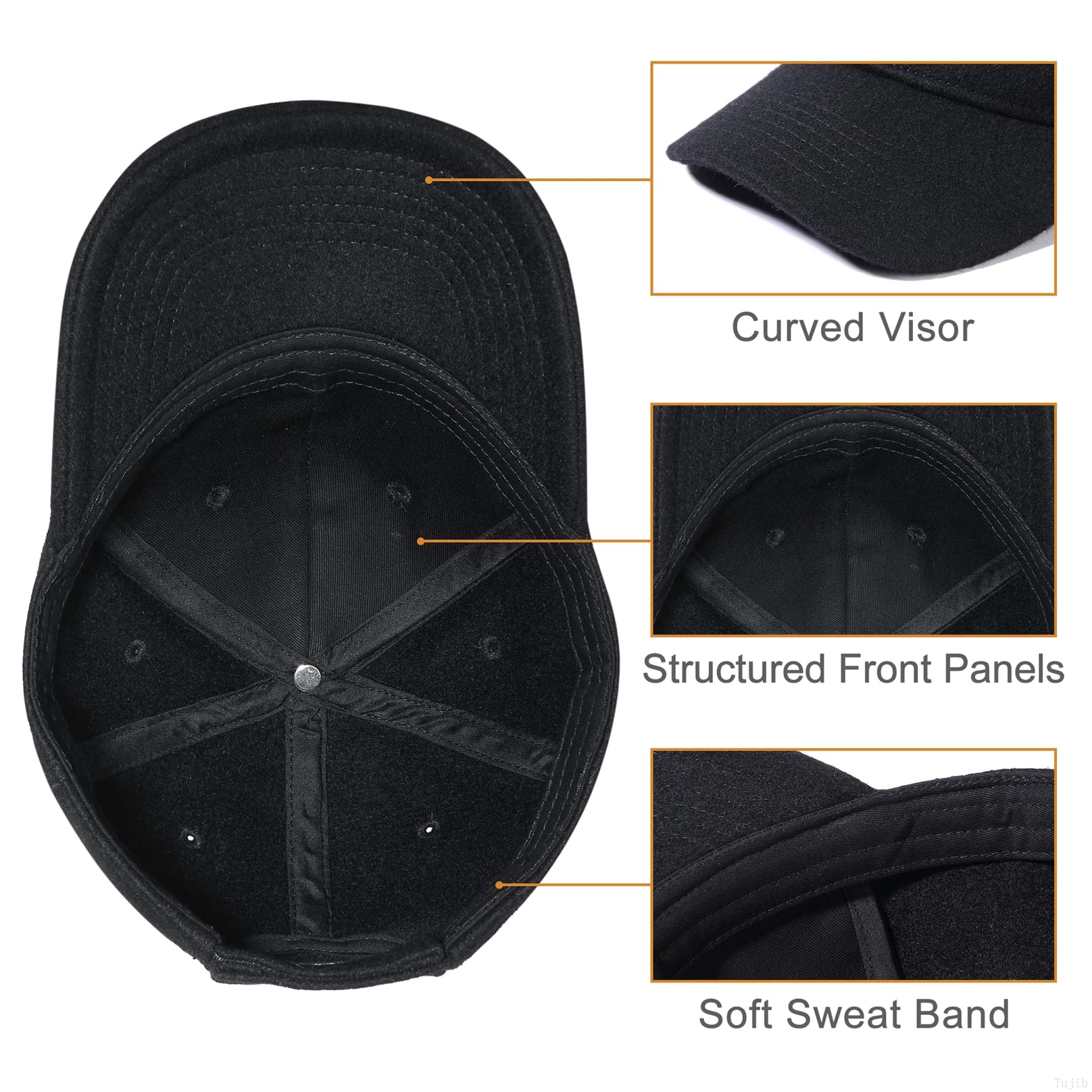 GADIEMKENSD Winter Baseball Caps Wool Dad Hat Warm Trucker Hats Work Cap Workout Thick for Mens Womens Black
