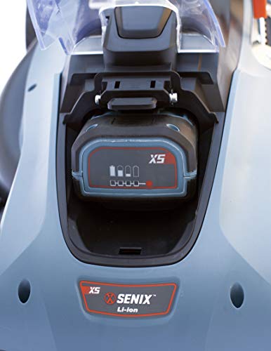 SENIX Electric Lawn Mower, 17-Inch, 58V Max* Cordless Lawn Mower with Brushless Motor, 6-Position Height Adjustment, 2.5Ah Lithium Ion Battery and Charger Included, LPPX5-M, Blue