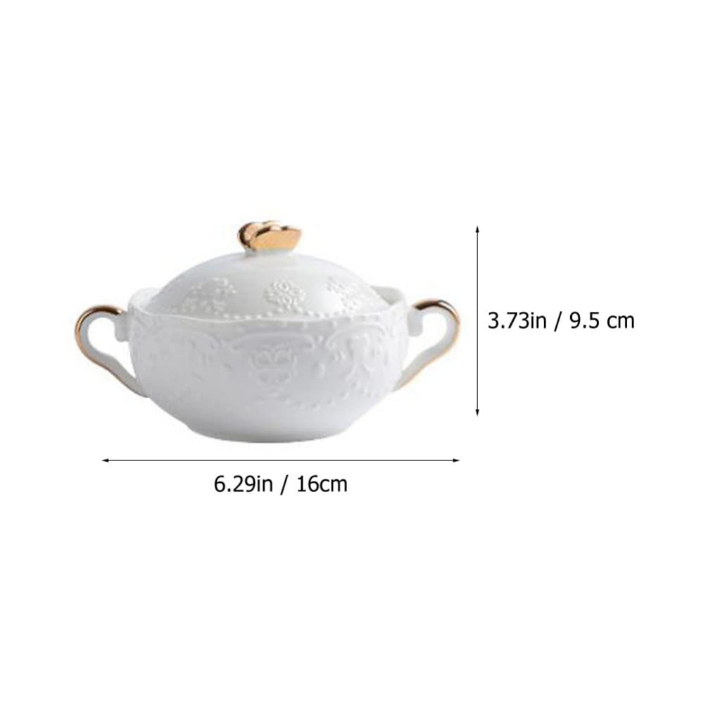 Hemoton Coffee Cups Ceramic ceramic stew pot with tray lid and porcelain soup bowl steam bowl soup bowl steaming cup food bowl for kitchen egg custard medicinal birds white Decaf Coffee