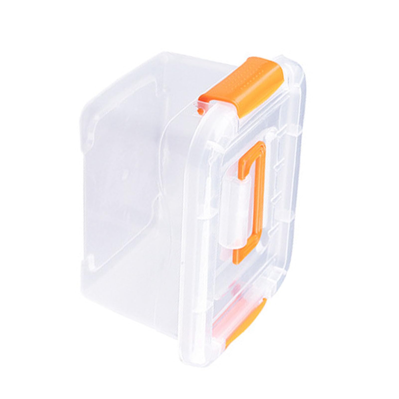 Rushbom Plastic Storage Bin with Latching Buckles Portable Handle Heavy Duty Clear Storage Container Box (L)