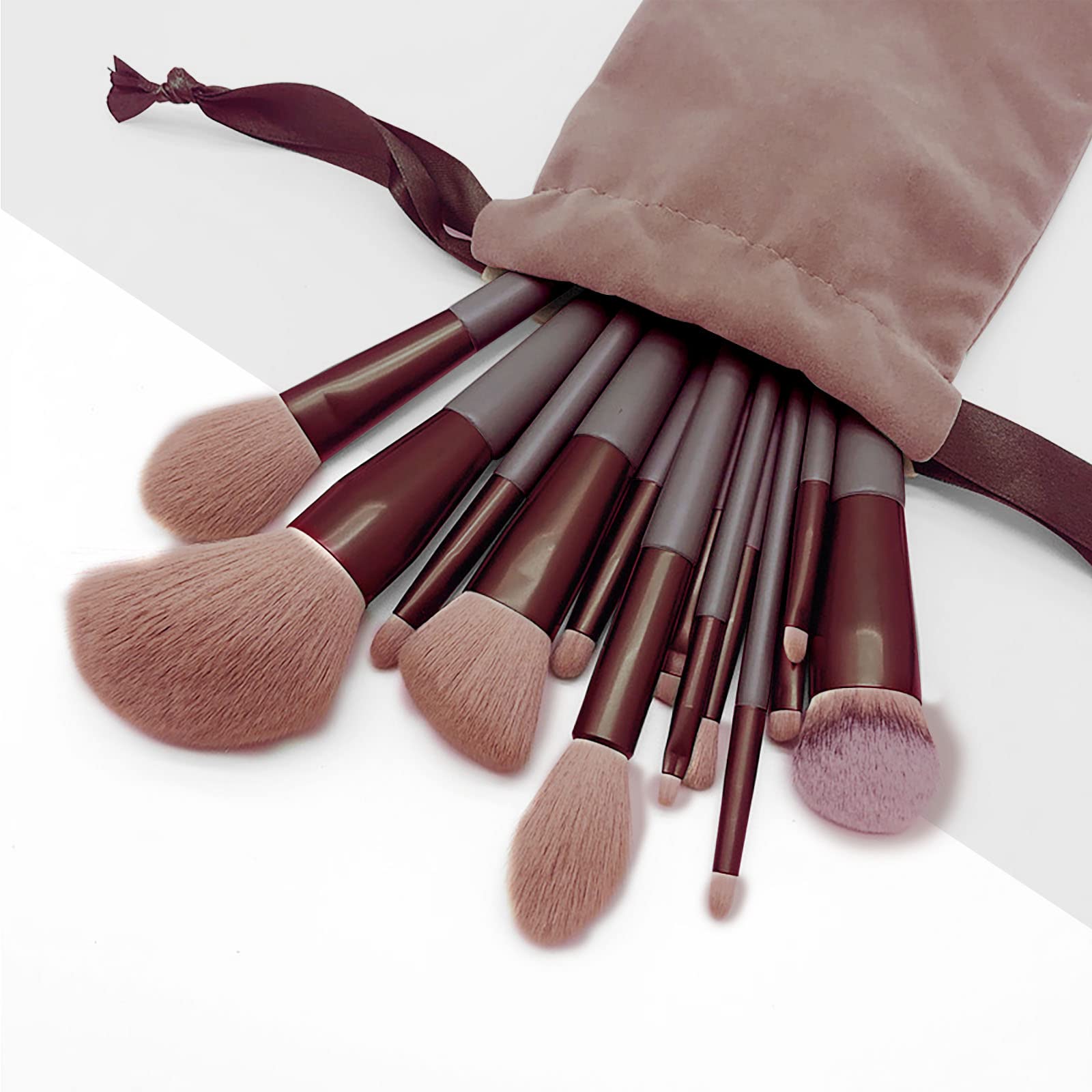 Makeup Brushes Set Contour Brush: Makeup Brushes Set Professional, Foundation Brush Eyeshadow Brush Premium Cosmetics Brushes With Organizer Bag (13 Piece Set) (Pink)