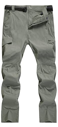 WENRONSTA Men's Hiking Work Cargo Pants Quick-Dry Lightweight Waterproof 6 Pockets Outdoor Mountain Fishing Camping Pants Sage Green M