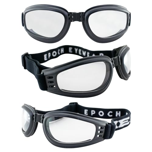 Epoch Eyewear Folding Padded Motorcycle Goggle with Clear Lens