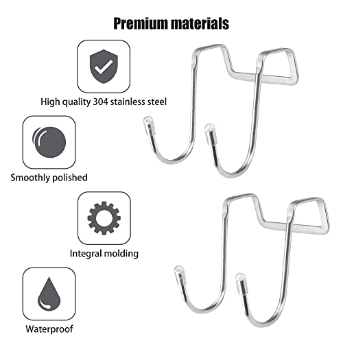 Stainless Steel Drawer Hook,Multipurpose Cabinet Door Hanger,Double Conjoined Organizer Tool,Bathroom/Kitchen/Closet/Laundry/Fence Gadget,Heavy Duty/No Drilling/Strong Bearing/Silver(4pcs)