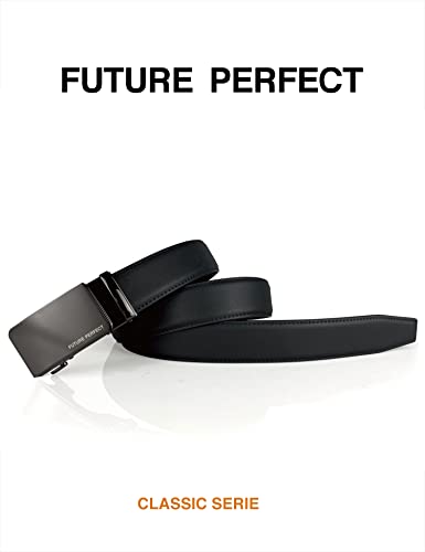 Future Perfect Men's Belt, Genuine Leather Ratchet Reversible classic Slide Buckle for Jeans Dress, Adjustable Trim to Fit