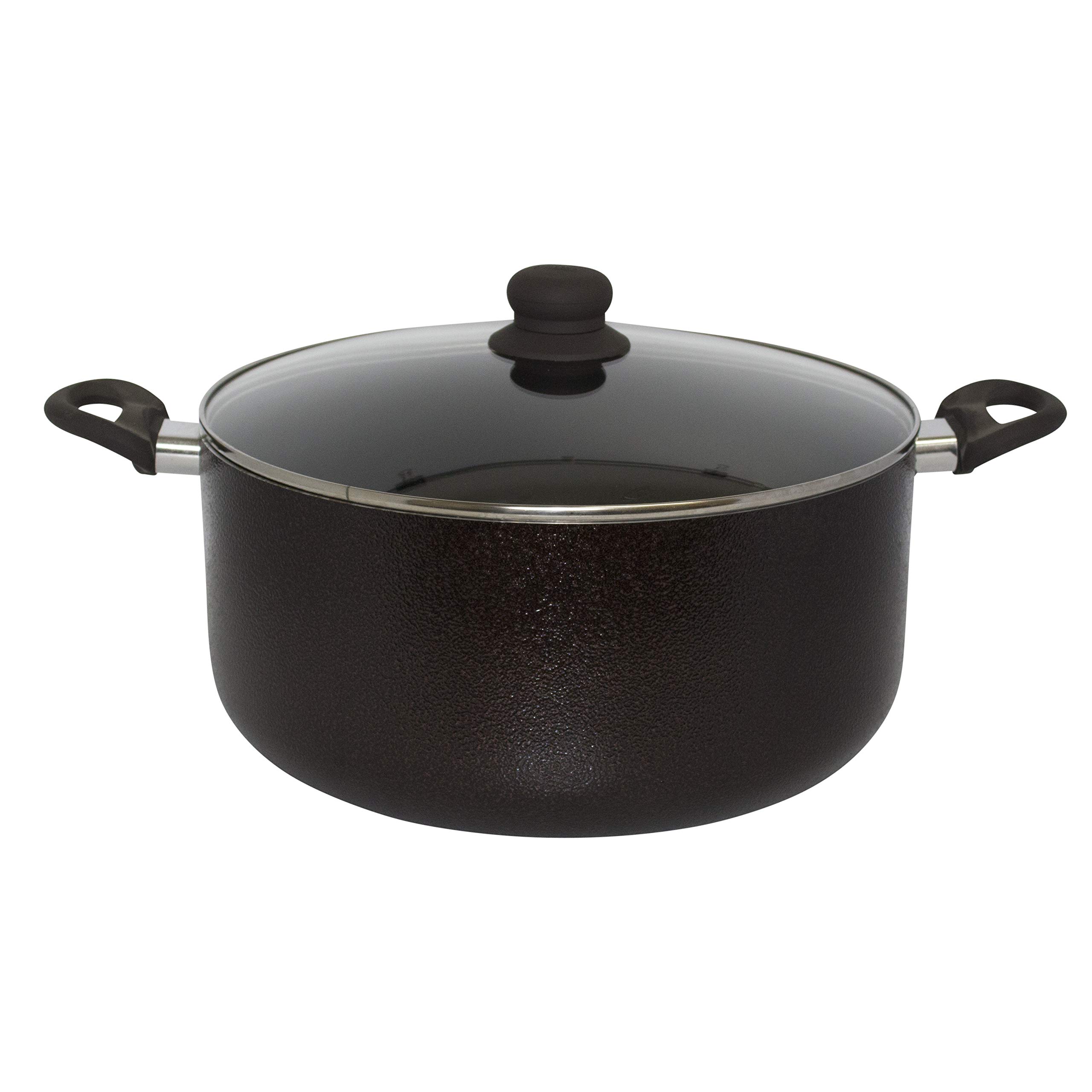 IMUSA USA 10Qt Nonstick Hammered Exterior Dutch Oven with Glass Lid, Gray