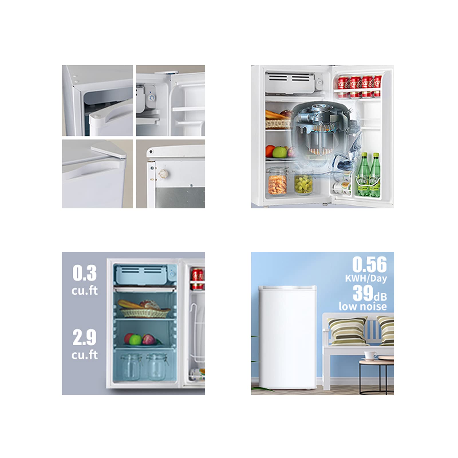 N A Mini Refrigerator Compact Refrigerator Small Drink Food Storage Machine for Dorm, Garage, Camper, Basement or Office, Single Door Mini Fridge, 3.2 Cu.Ft (White)