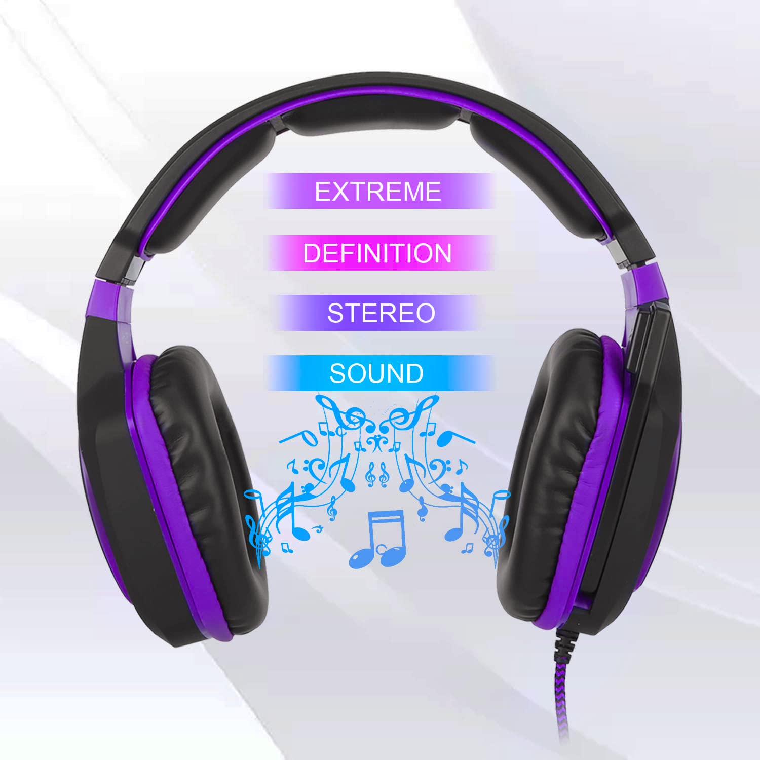 Gaming Headset with Microphone for Pc, Over Ear Headphones Wired with Mic, in-line Control Compatible with PS4 PS5 Xbox Laptop Mac