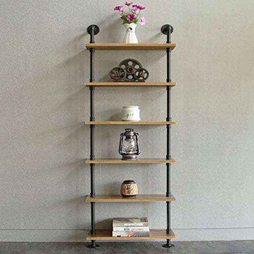 PIBM Stylish Simplicity Shelf Wall Mounted Floating Rack Shelves Wooden Display Potted Plants Collections Books Storage Retro Industrial,5 Sizes Avaliable,2 Types, Floorstanding , 60x60cm