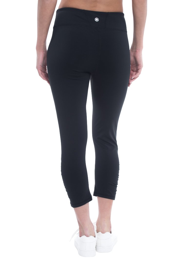 Gaiam Women's Capri Yoga Pants - Performance Spandex Compression Legging - Black Tap Shoe, X-Small