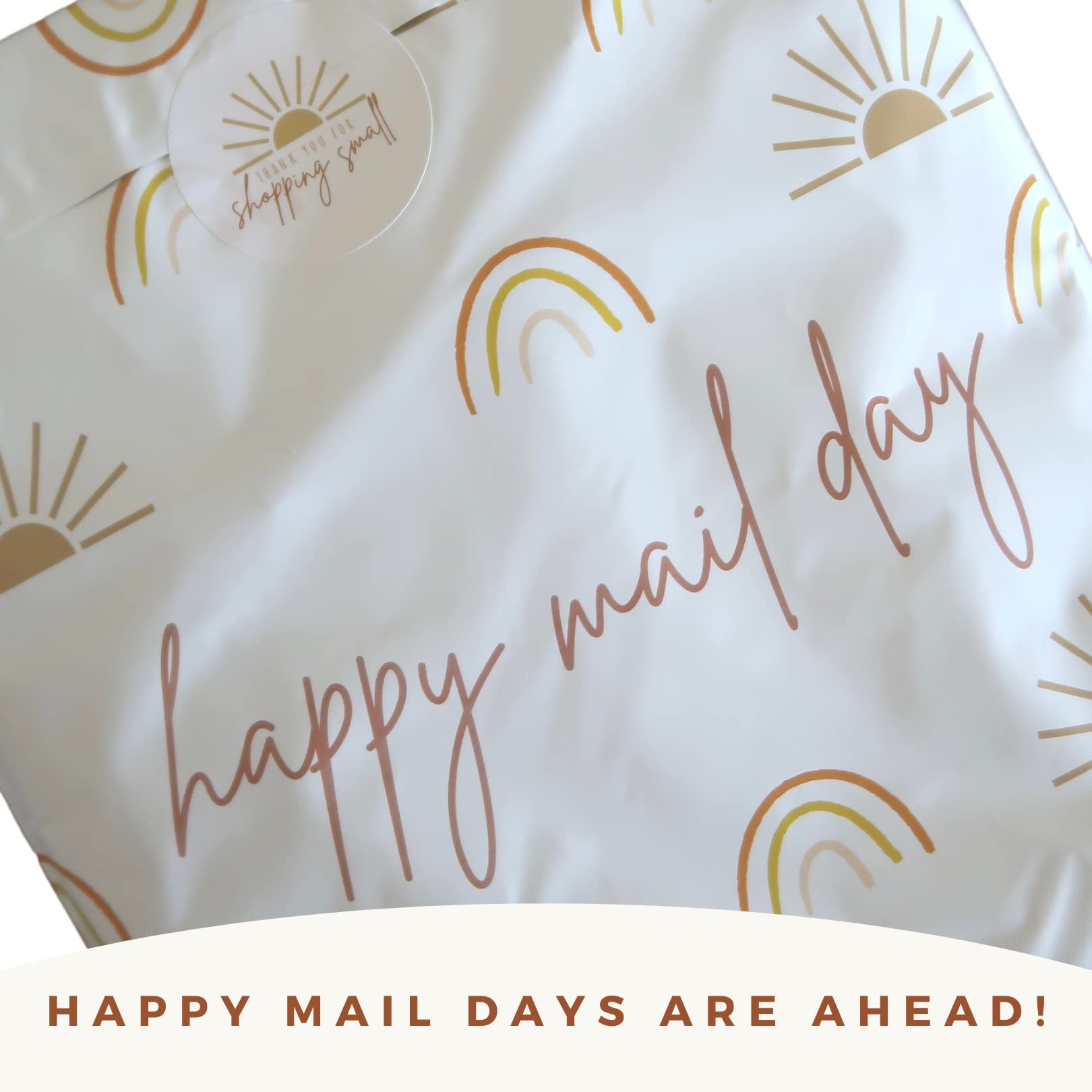 Lain & Lou 2 Inch Thank You Stickers [Roll of 500], Boho Rainbow Design for Small Business Packaging Supplies
