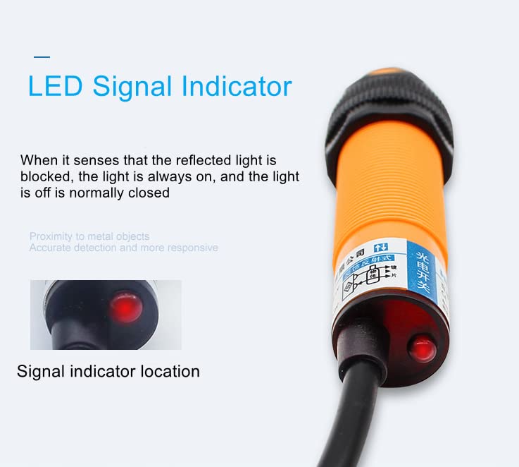 Fielect Photoelectric Sensors Diffuse Reflection Photoelectric Sensor Switch 300MA Detection Distance 30cm 3 Wires E3F-DS30C4 1pcs