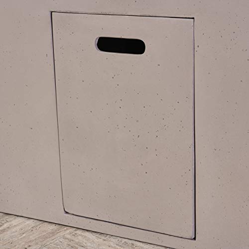 Leo Outdoor 31" Square Light Weight Concrete Gas Burning Fire Pit, Light Gray