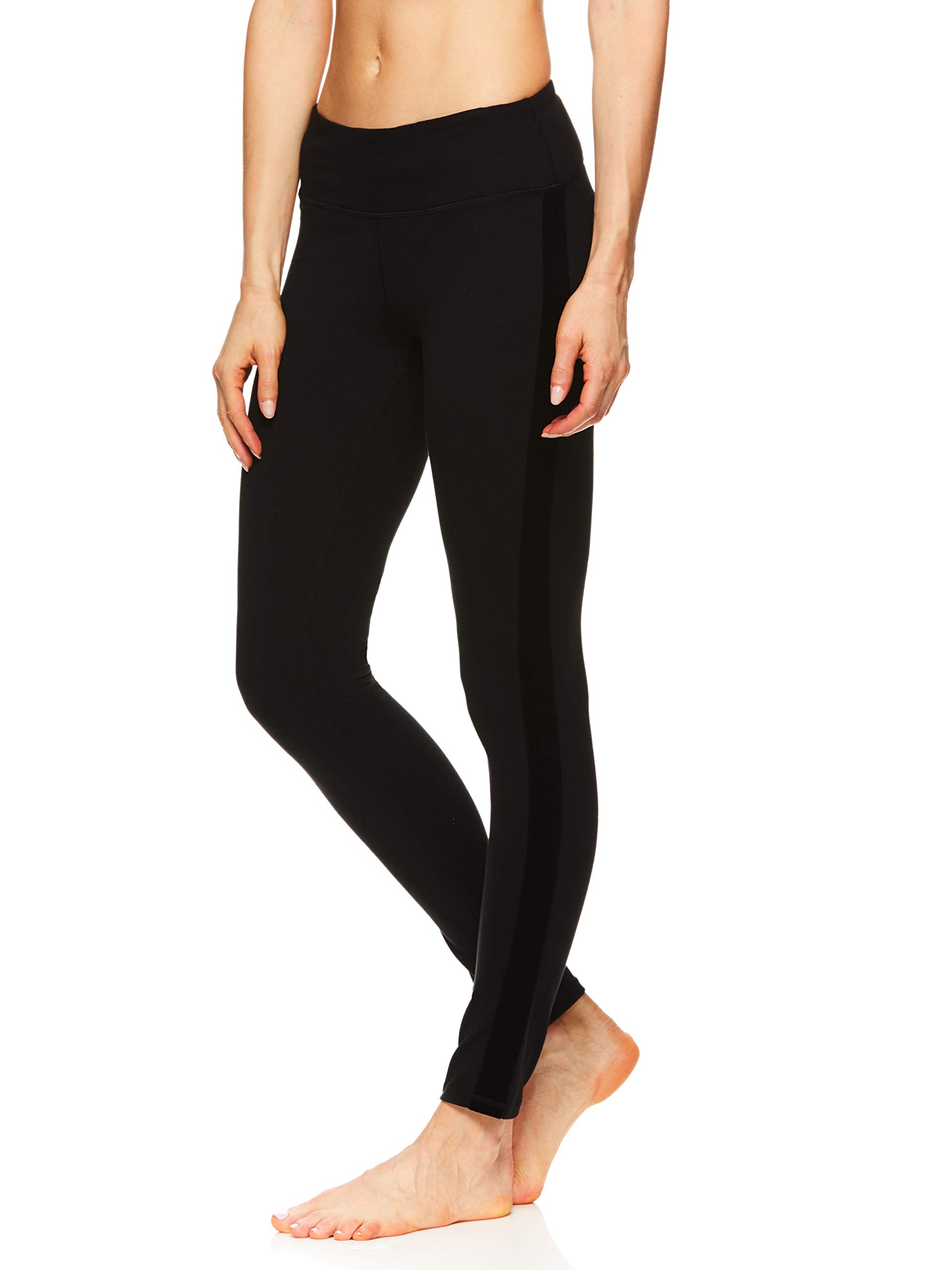 Gaiam Women's Om Yoga Pants - Performance Compression Full Length Spandex Leggings - Sloan Velvet Black, Medium