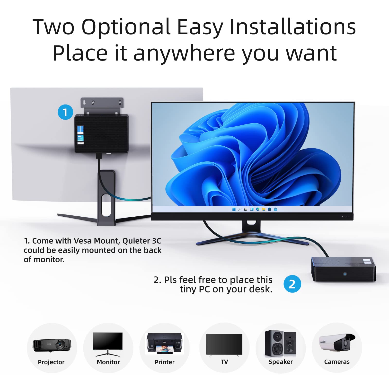 Mini PC,MeLE Quieter HD3 Fanless Mini PC Celeron N5105 16GB LPDDR4 512GB ROM Small Desktop Computer Micro Form Factor PC with WIFI 6,BT 5.2,Gigabit Ethernet,USB 3.0,Dual 4K HDMI,1x VGA for Office/Home