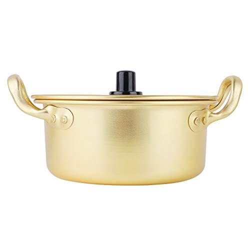 Qiilu 1 * Pot Korean Ramen Noodle Pot Korean Yellow Aluminum Stockpot Instant Noodles Pot (16cm) (16cm)