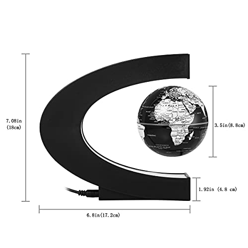 Magnetic levitation world map globe rotating levitation globe (with LED lights) office home desktop decorative gadgets friends teacher business birthday gift (blue)
