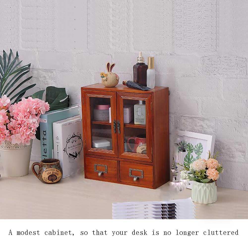 RZGZKLSH Rustic Vintage Mini Wood Counter Top Cabinet, Wall Mount Pine Display Case, Medicine Cabinet, Cabinet That Sits on Countertop-Floating Shelf Cabinet Organization12 x4.7"x14"(Brown)