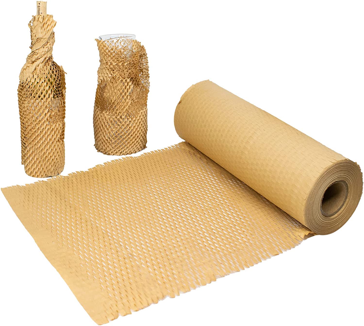 EPS - Honeycomb White Packing Paper, 15"x49' Eco Friendly Packing Paper for moving, Recyclable Honeycomb Bubble Packing Paper Wrapping Protective Kraft Roll