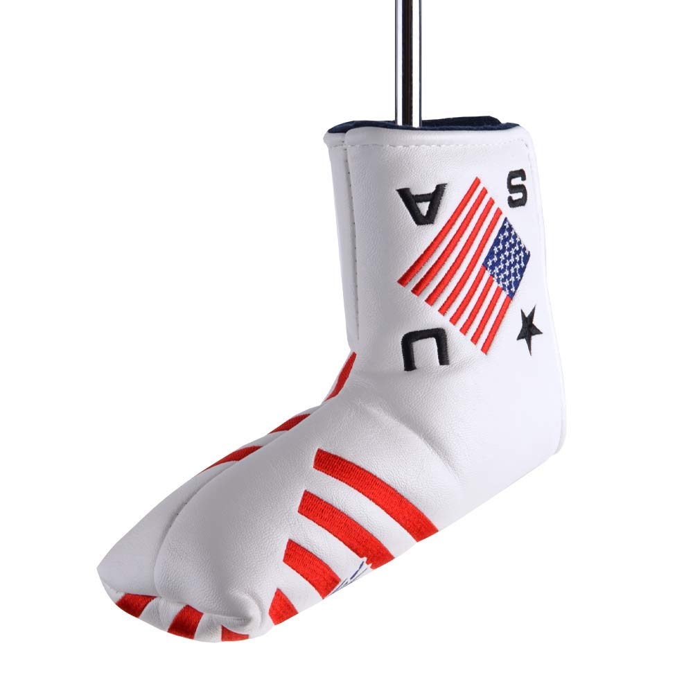 Eagle Eagles Red Blue White Leather Magnetic Blade Putter Cover Headcover Golf Club Protective Golf Accessories for Men,Patriotic