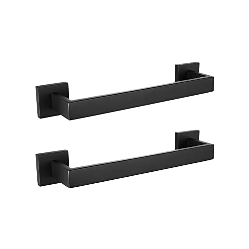 2 Pieces Bath Shower Towel Bars LANC Matte Black 12-Inch Bathroom Double Towel Racks Kitchen Hand Towel Holders Stainless Steel Wall Mount Toilet Towel Hanger Rods,A8804-3MB