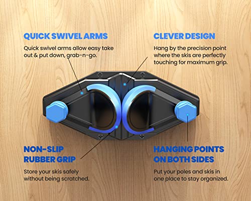 Skifavs Ski Wall Mount, Snowboard Wall Storage Rack, Ski & Snowboard Rack For Garage Wall, Damage-Free Ski Storage Rack, Ski Holders For Wall, Snowboard Display (1 Pack)