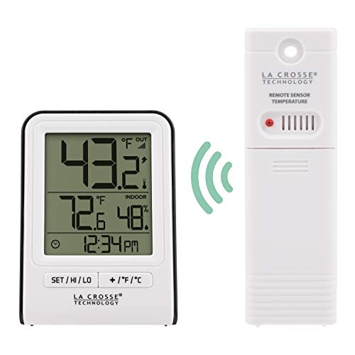 La Crosse Technology 308-1409WT-CBP Wireless Temperature Station with Time,White,