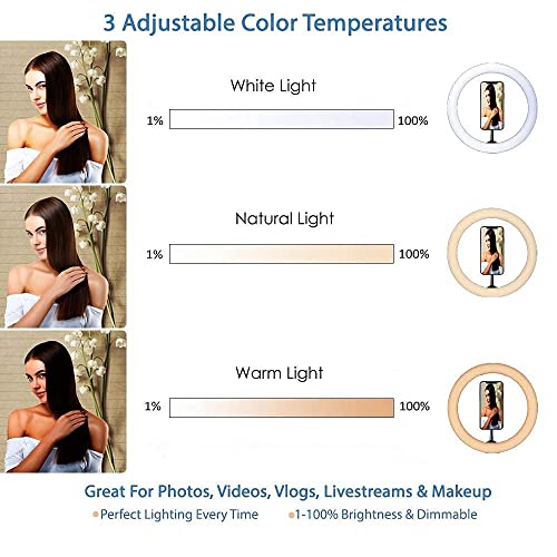 Fugetek 12" Selfie Ring Light Tripod Kit, Phone Holder, Bluetooth Remote, Aluminum Stand Extends to 51", USB Powered, Compatible with iPhone & Android, 3 Color Modes, Video, Photos, Makeup, TikTok