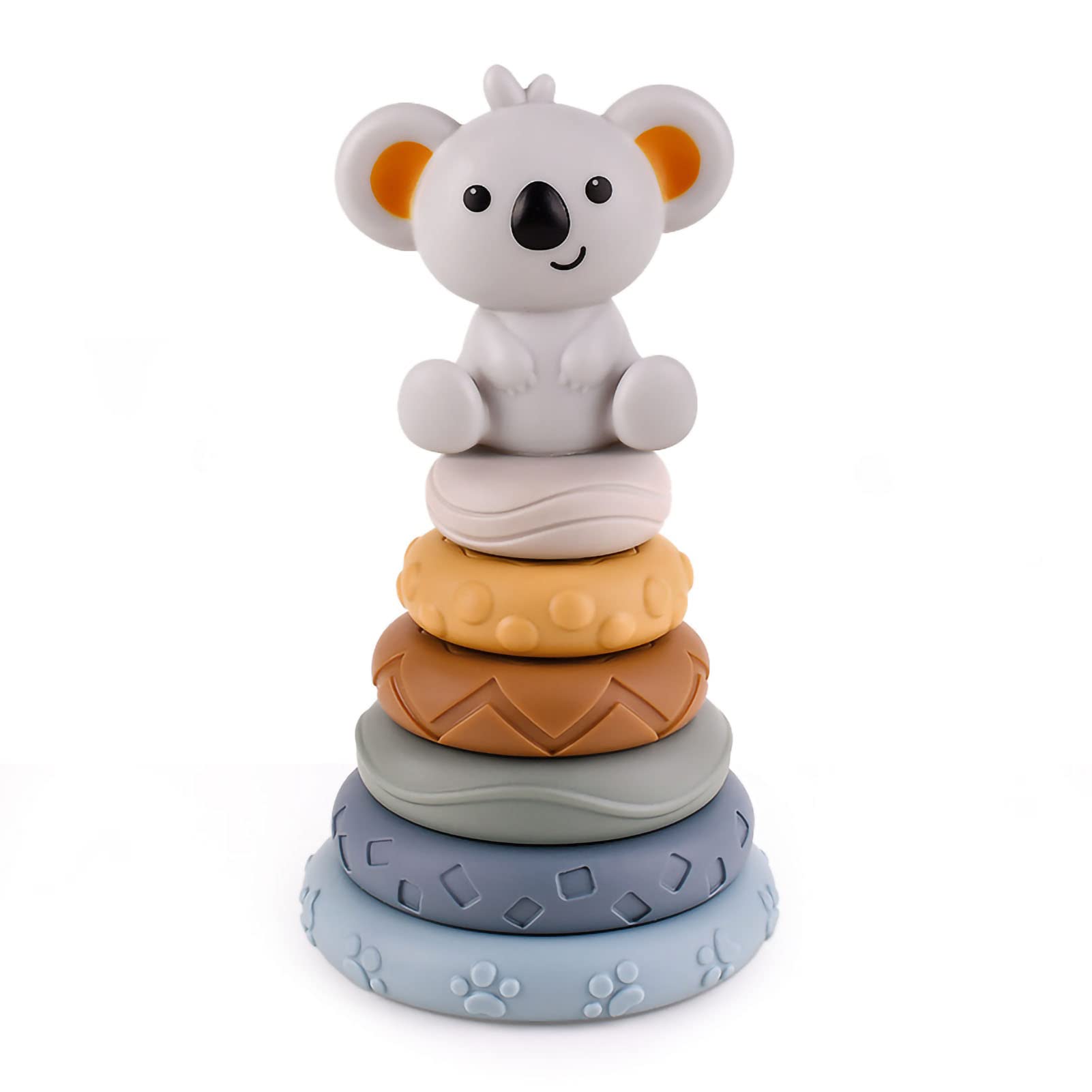 KAMINRUN Baby Sensory Stacking Rings, 6 Pcs Stacking & Nesting Circle Toy,Soft Building Rings Stacker & Teethers,. Early Educational Learning Stacking Tower for 6 Month and Over Girls Boys Gifts.
