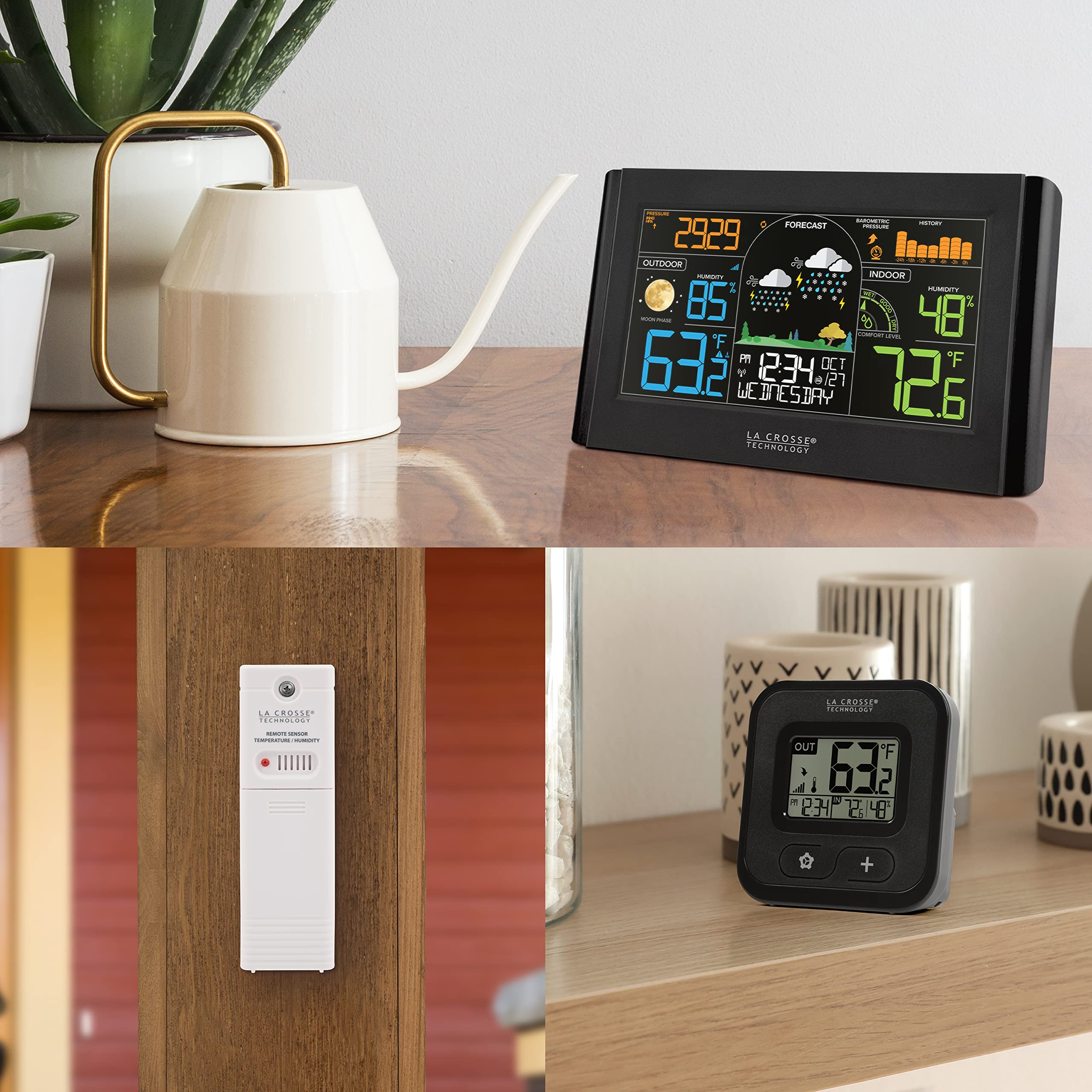 La Crosse Technology 308-27937-INT Wireless Color Weather Station with Bonus Display, Black