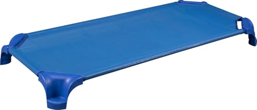 Sprogs Heavy-Duty Stackable Standard Size 52"L Daycare Cots for Kids and Toddlers, Stacking Preschool Classroom Kids Cots for Sleeping, Resting, Naptime, Pack of 6, Blue