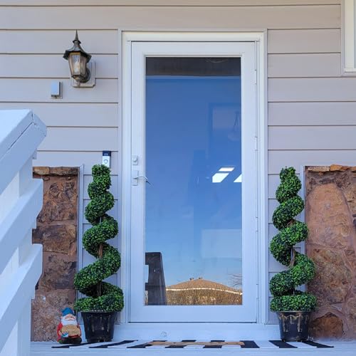 GOPLUS 4 Ft Artificial Boxwood Spiral Topiary Tree, Fake Greenery Plants, Leaves & Cement-Filled Plastic Flower Pot Decorative Trees for Porch Home Office Indoor Outdoor