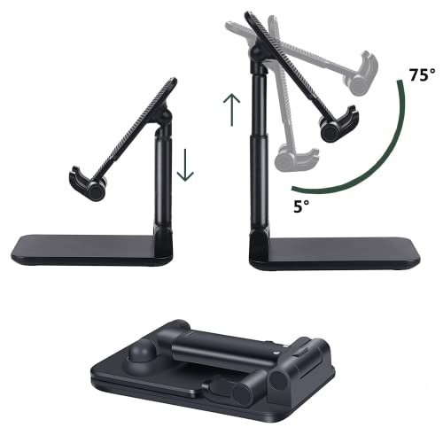 QIYIENDIAN Cell Phone Solid Stand for Desktop/Office Desk with Ankle/Height Adjustable, and Foldable Phone Holder for All Smartphone Samsung Galaxy iPhone14/13/ XR Plus(B3-Green)