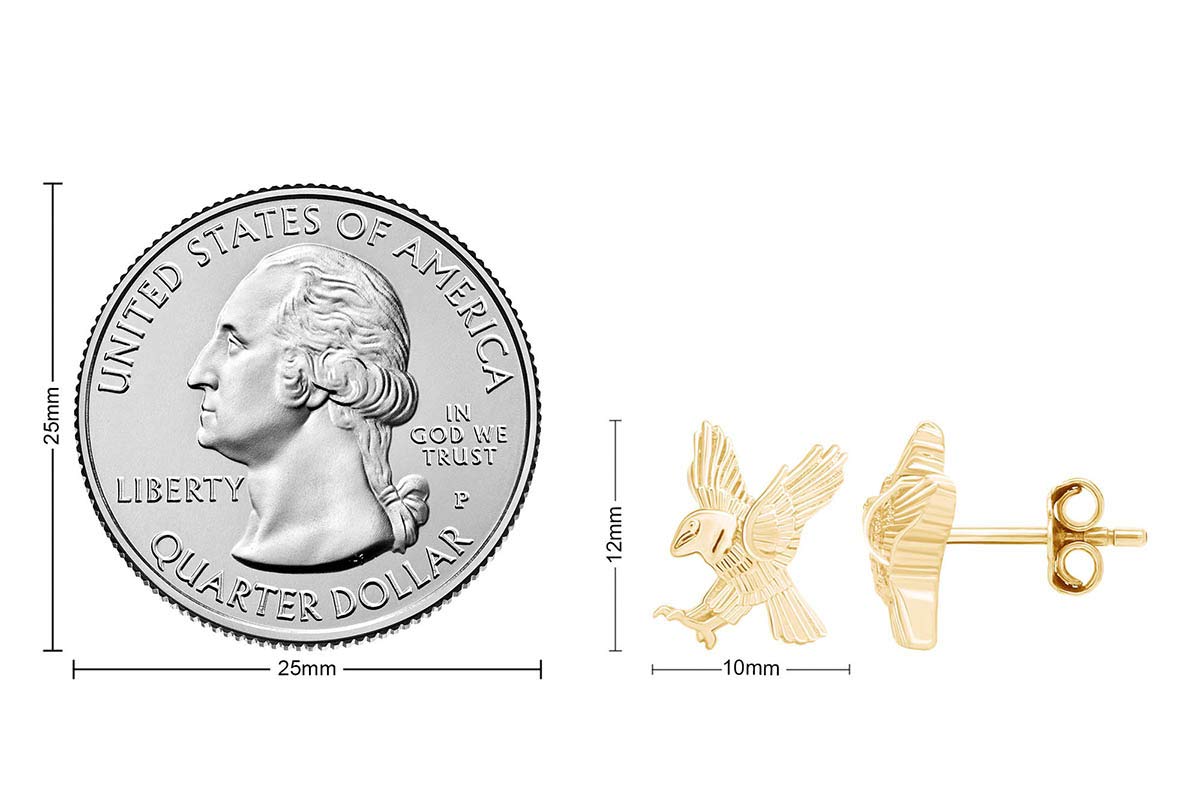 Eagle Stud Earrings In 14k Yellow Gold Over Sterling Silver