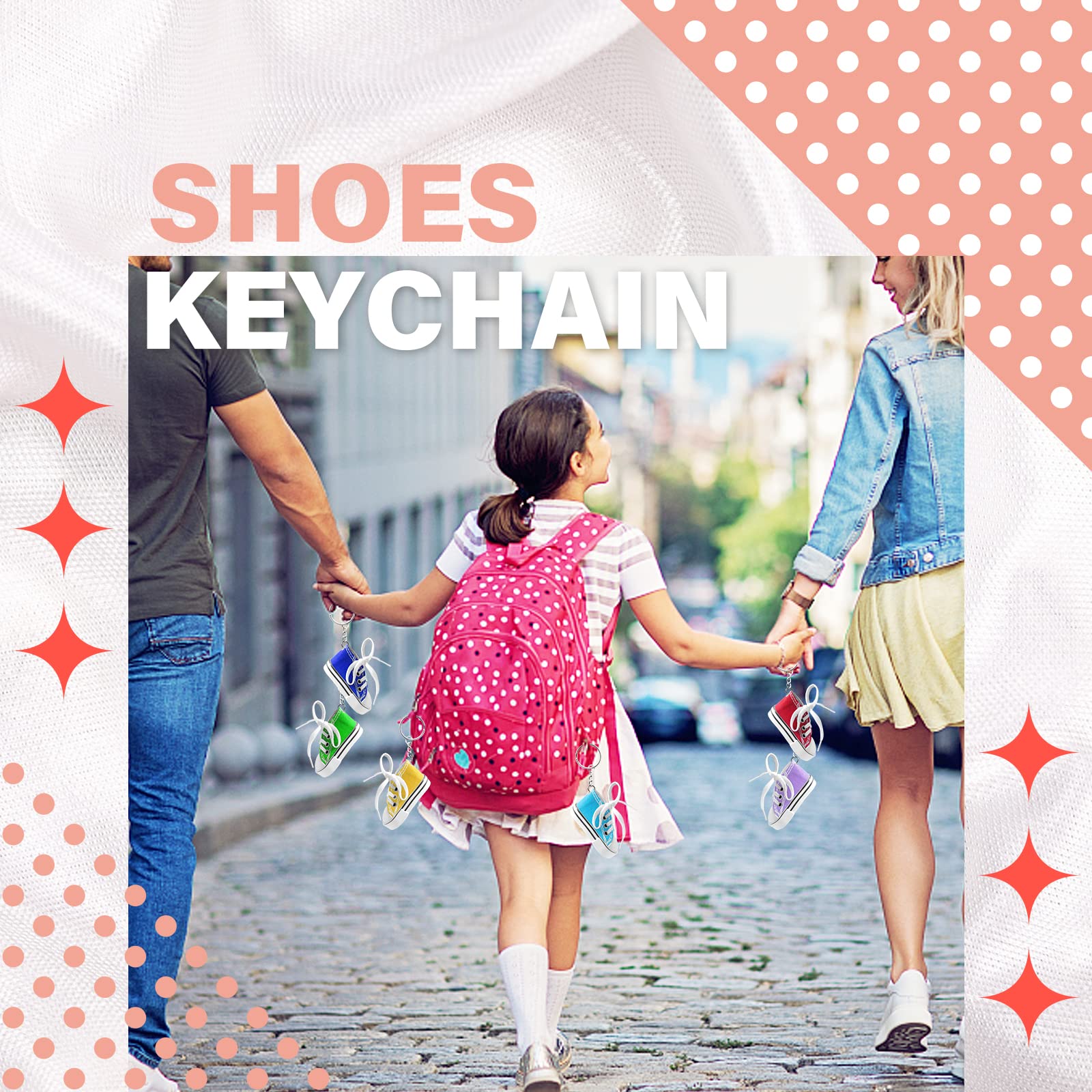 Grosun 12 Pieces Shoe Keychain Mini Shoes Keychain Sneaker Keychain Mini Canvas Shoe Keychains Shoes Key Rings, 12 Colors
