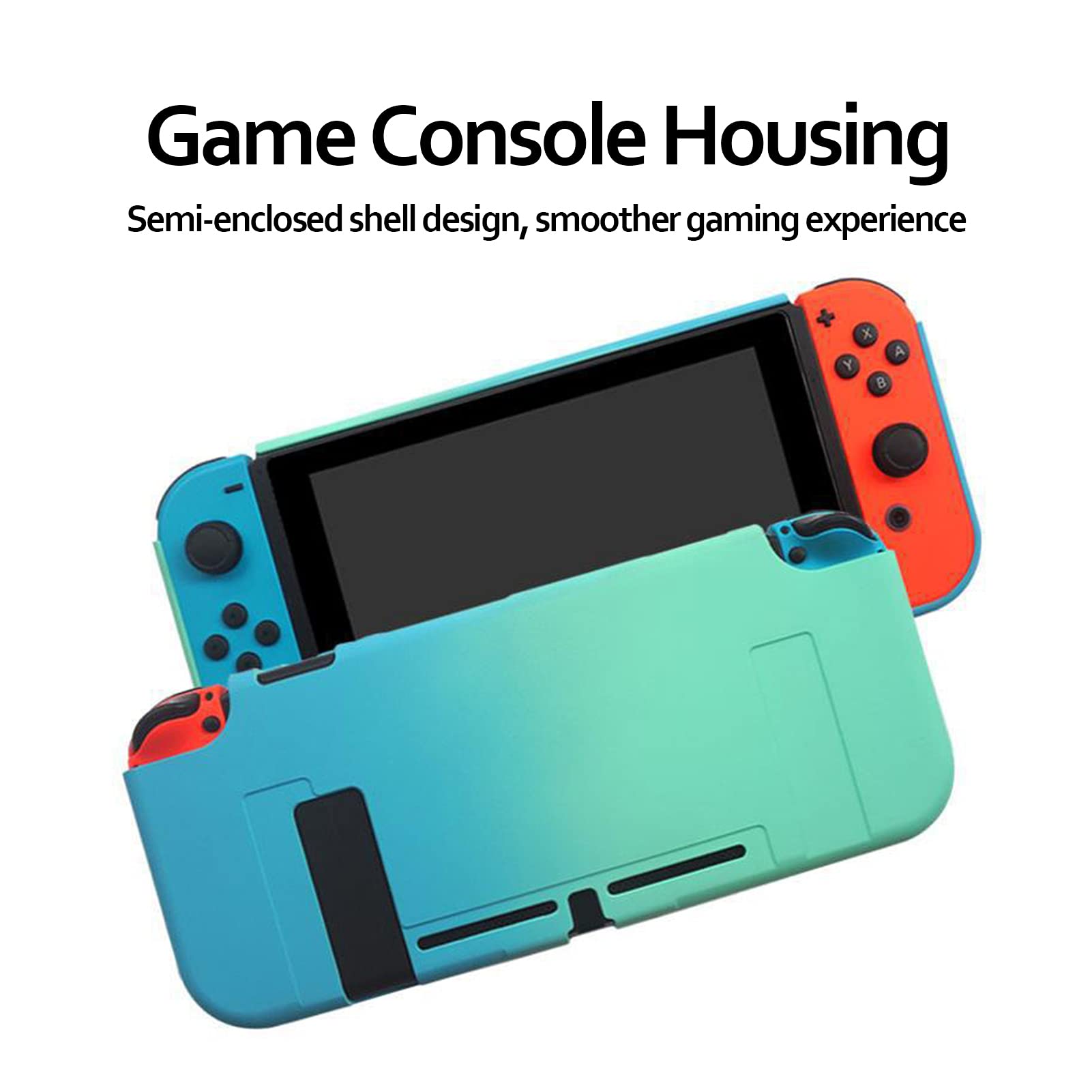Game Console Housing, Easy Grip Skin Friendly Semi Enclosed Anti Collision for Switch Consoles(Blue-Green Gradient)