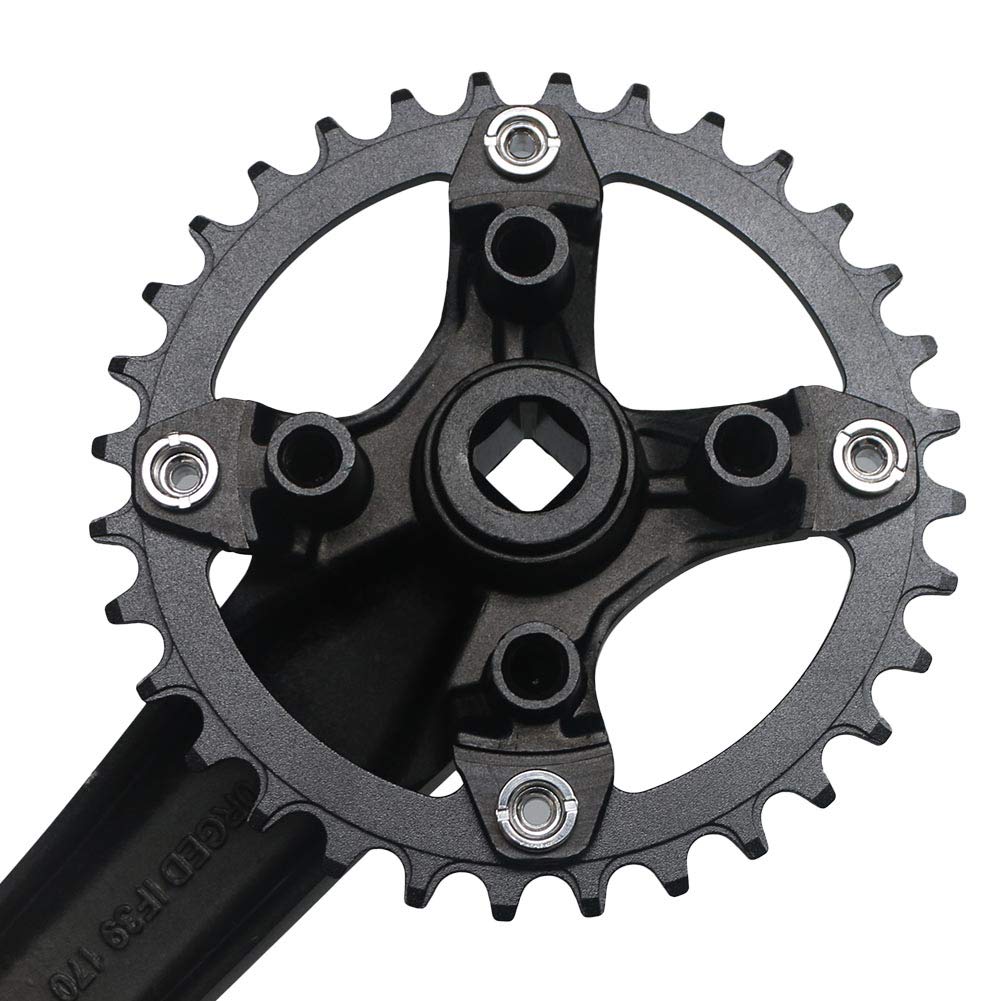 GANOPPER Square Taper MTB Crankset 1X Mountain Bike Single Speed Bicycle Crank Arm Set 34T Chainring 104mm BCD Narrow Wide Teeth