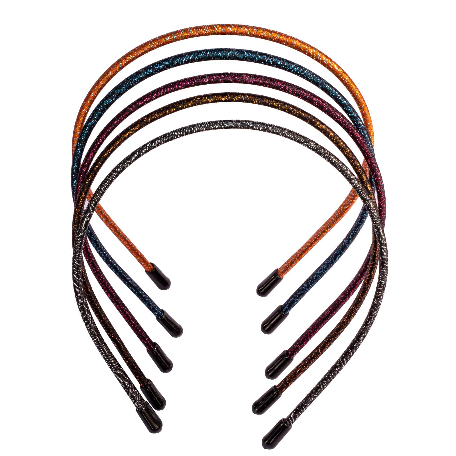 minihope Skinny Multicolor Headbands - Assorted Colors for All Hair Types - Instant Style, Pain-Free Wear - Durable, Adjustable, 5 Pack - Women, Men, Boys, Girls.
