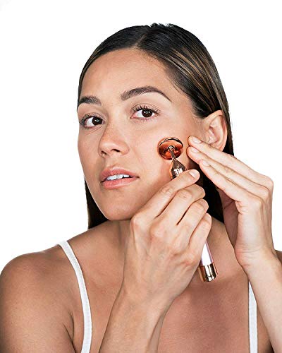 Finishing Touch Flawless Contour Vibrating Facial Roller & Massager, Rose Quartz